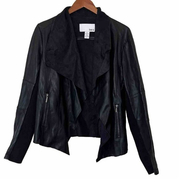 Bar III | Jackets & Coats | Bar Iii Drape Front Vegan Leather Jacket ...